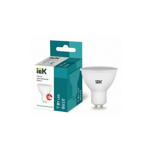 Светодиодная LED лампа IEK GU10 7W(675lm) 4000К 4K 60х50 матовая ECO LLE-PAR16-7-230-40-GU10 (упаковка 12 штук)