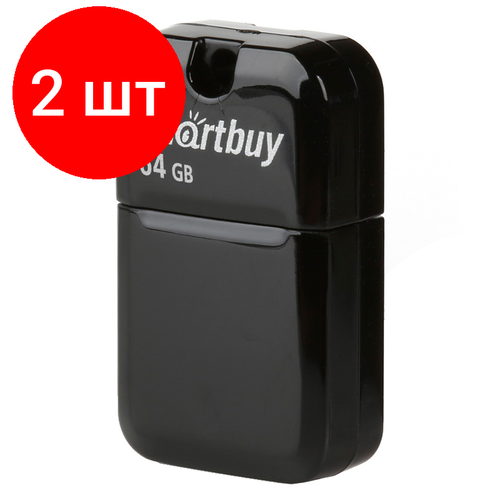 Комплект 2 шт, Память Smart Buy "Art" 64GB, USB 2.0 Flash Drive, черный