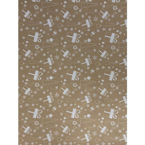 Бумага упаковочная крафт (10 лист) НГ 78квм, 100*70см, Подарки классик белые