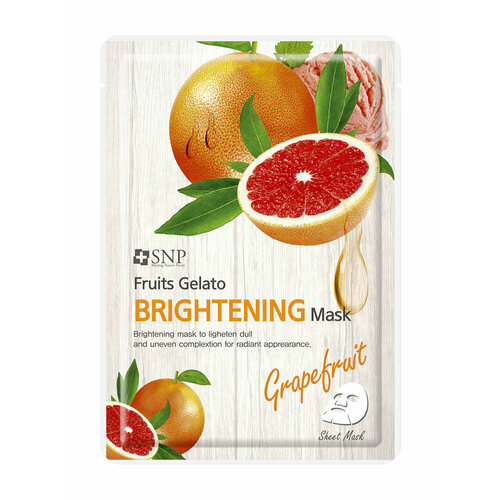 Тканевая маска грейпфрут улучшающая цвет лица SNP Fruits Gelato Brightening Mask