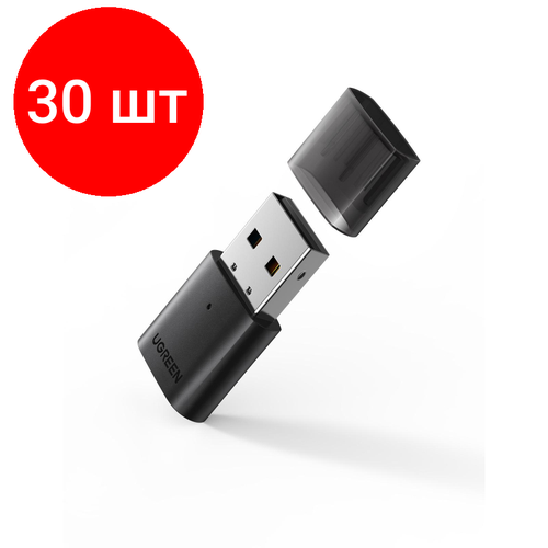 Комплект 30 штук, Адаптер Ugreen CM390 (80889) USB беспроводной Bluetooth 5.0 Adapter. черный