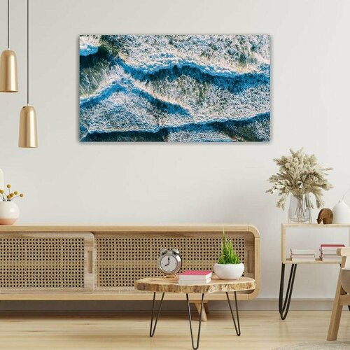Картина на холсте 60x110 LinxOne "Прибой океан пена" интерьерная для дома / на стену / на кухню / с подрамником