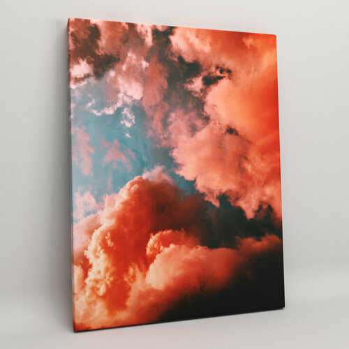 Картина на холсте (интерьерный постер) "Розовые облака" пейзаж, с деревянным подрамником, размер 30х40 см