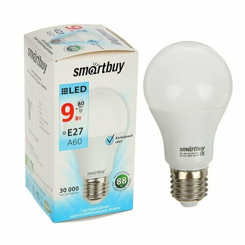 Лампа cветодиодная Smartbuy, E27, A60, 9 Вт, 4000 К, дневной белый свет (комплект из 13 шт)