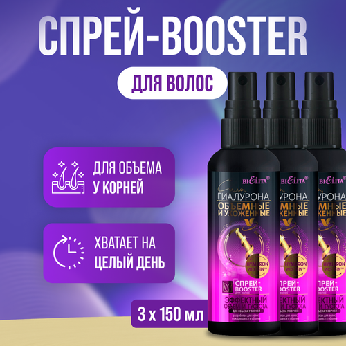 BELITA Спрей-Booster для укладки волос Сила Гиалурона Объёмные и Ухоженные Эффектный объём 150 мл 3 шт
