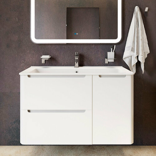 Комплект мебели для ванной IDDIS Edifice, ширина тумбы: 100 см, белый
