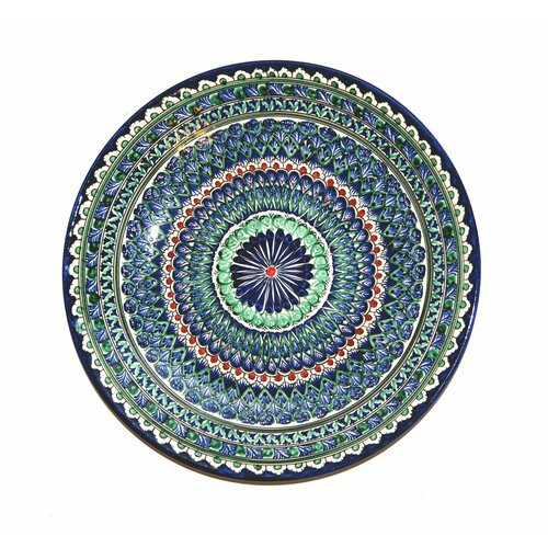 Блюдо Ляган Риштанская керамика, синий 1 шт, Керамика, диаметр 32 см
