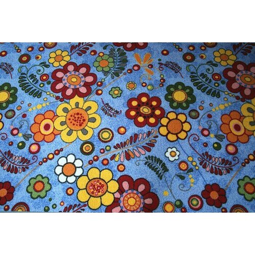 Детский ковер-палас цветы 1177-51 голубой Детский коврик 2.5 x 4 м.