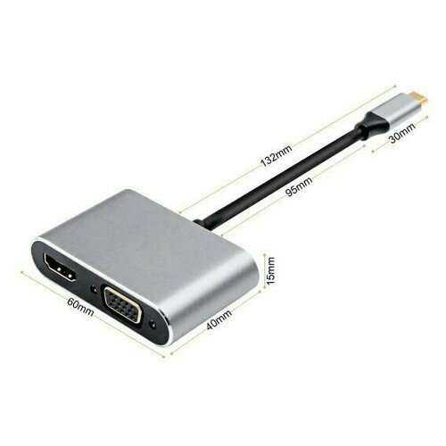 Адаптер Переходник USB 3.1- C на HDMI и VGA / Type-C / Multiport Adapter