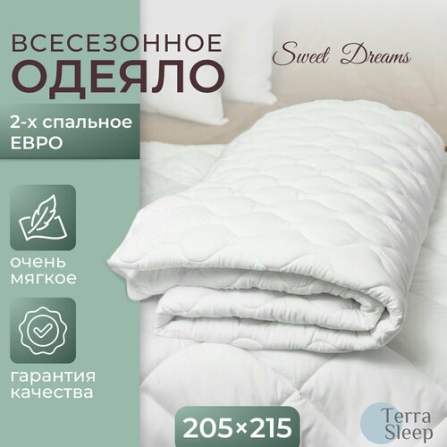 Одеяло Sweet Dreams, 2 спальное Евро 205х215 см, всесезонное, облегченное, гипоаллергенный наполнитель Ютфайбер, декоративная стежка малая волна, 150 г/м2