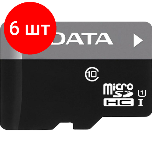 Комплект 6 штук, Карта памяти A-DATA MicroSDHC, 16GB, AUSDH16GUICL10-RA1