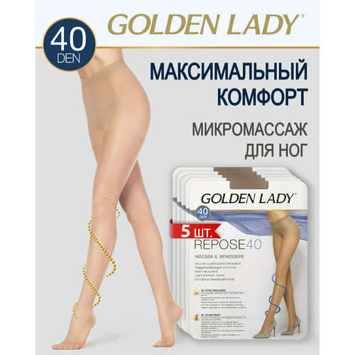 Колготки  Golden Lady, 40 den, 5 шт., размер 3, бежевый