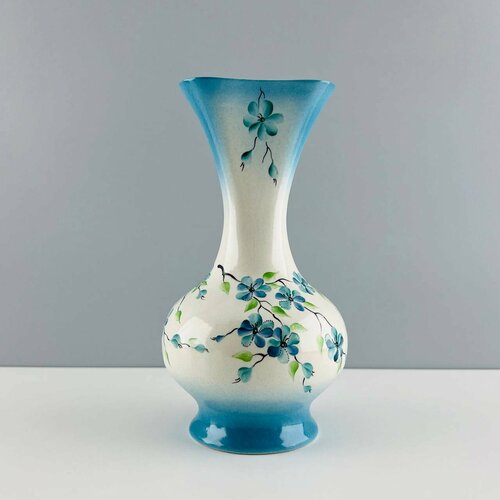 Винтажная ваза "Голубое безмолвие". Керамика. СССР, 1980-е.