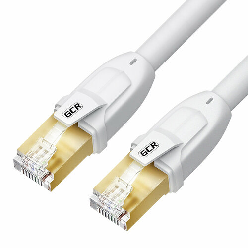 Патч-корд Deluxe FTP cat.6 10 Гбит/с RJ45 LAN ethernet high speed кабель для интернета медный контакты и коннектор 24K GOLD (GCR-FTP61) белый 4.0м