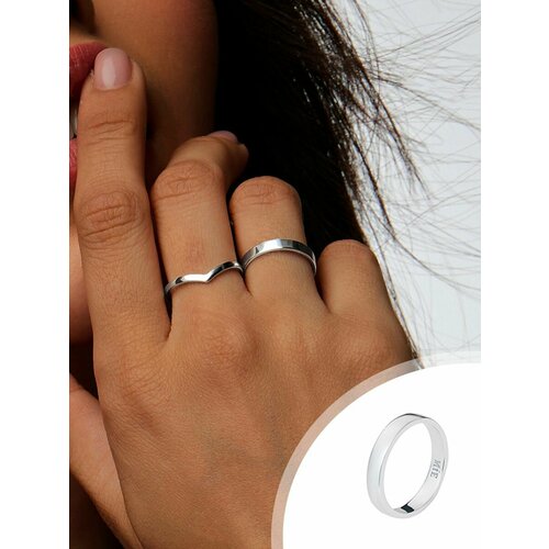 Кольцо на два пальца MIESTILO Кольцо серебряное женское классическое ювелирное, серебро, 925 проба, родирование, размер 16, серый, белый