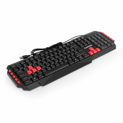 Клавиатура ExeGate Multimedia Professional Standard LY-505M (USB, полноразмерная, влагозащищенная, 114кл, Enter большой, 8 красных клавиш, мультимедиа, длина кабеля 1,5м, черная, Color Box) EX296103RUS