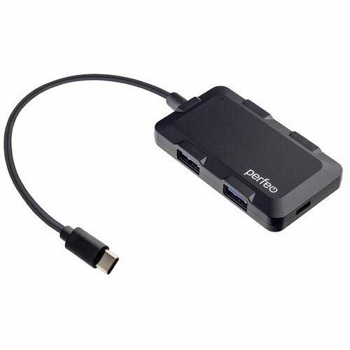 PF-H046 Black USB C-HUB 4 Port чёрный