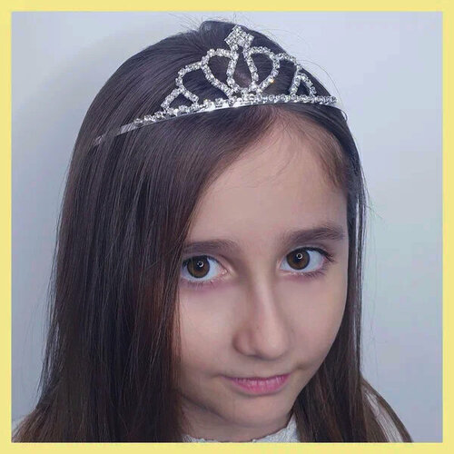 Диадема "Царица" (высота 4 см ) / корона серебристая на праздник / подарок / украшение для невесты на волосы