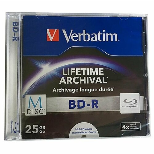 Диски Blu-ray M-DISC Verbatim 43822 BD-R 25gb 1шт Box Printable