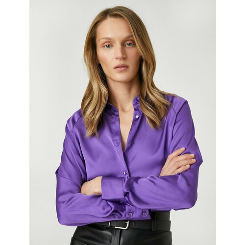 Рубашка KOTON, размер 40, фиолетовый