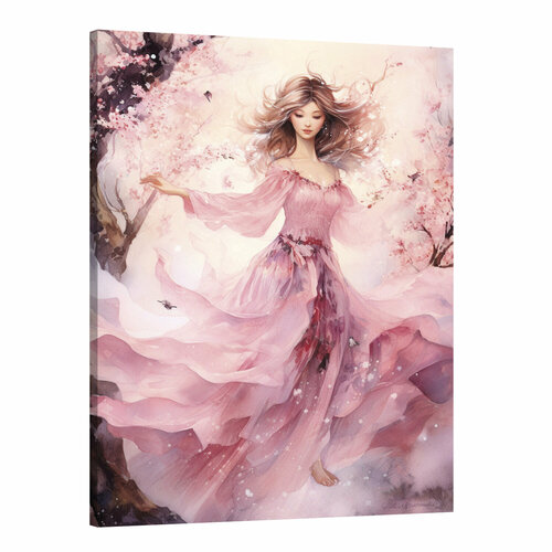 Интерьерная картина 50х70 "Фея в розовых оттенках"