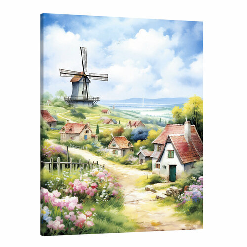 Интерьерная картина 50х70 "Деревня в стиле сельской романтики"
