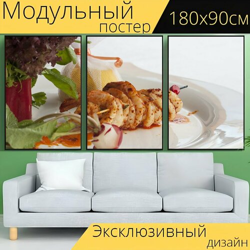 Модульный постер "Мясо, курица, белое мясо" 180 x 90 см. для интерьера