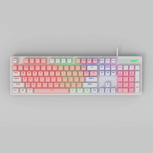 Игровая механическая клавиатура Acer OKW212 с подсветкой RGB / русская раскладка / бело-розовая
