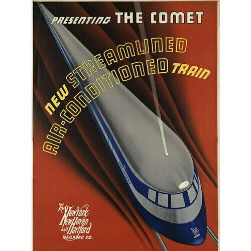 Плакат, постер на холсте The Comet: Train/Поезд Комета/винтажный/ретро. Размер 21 на 30 см