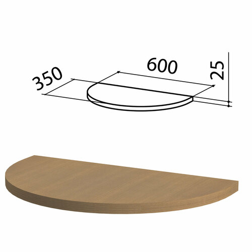 Стол приставной полукруг "Этюд", 600х350х750 мм, без опоры, орех, 400062-190 - 1 шт.