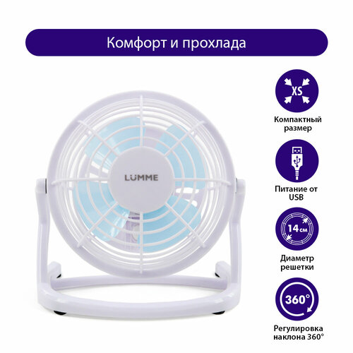 Настольный вентилятор LUMME LU-FN107 белый/голубой