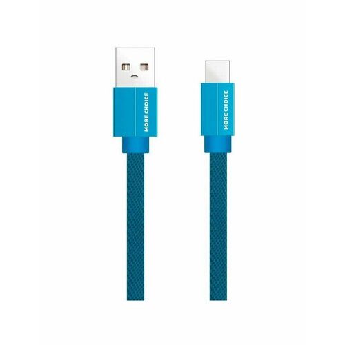 Дата-кабель More choice USB 2.1A для Type-C плоский K20a нейлон 1м (Blue)