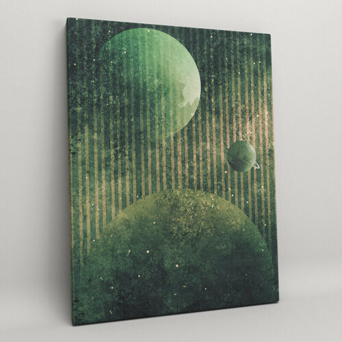 Картина на холсте (интерьерный постер) "Парад планет", с деревянным подрамником, размер 22x30 см