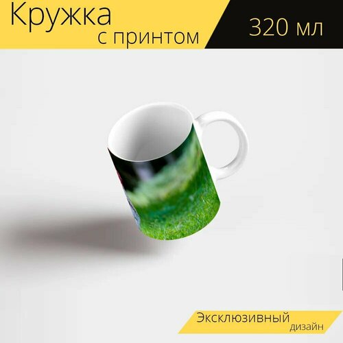 Кружка с рисунком, принтом "Петух, курица, мужчина" 320 мл.