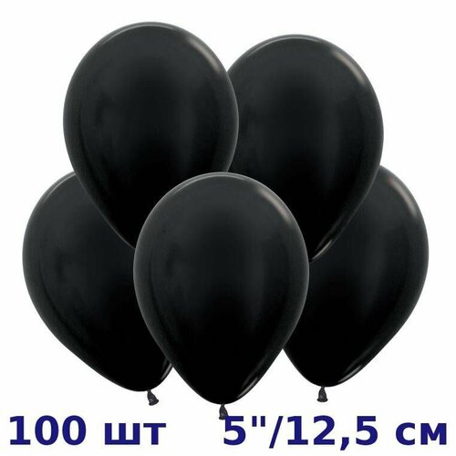 Воздушный шар (100шт, 12,5см) Черный, Метал / Black, SEMPERTEX S.A, Колумбия