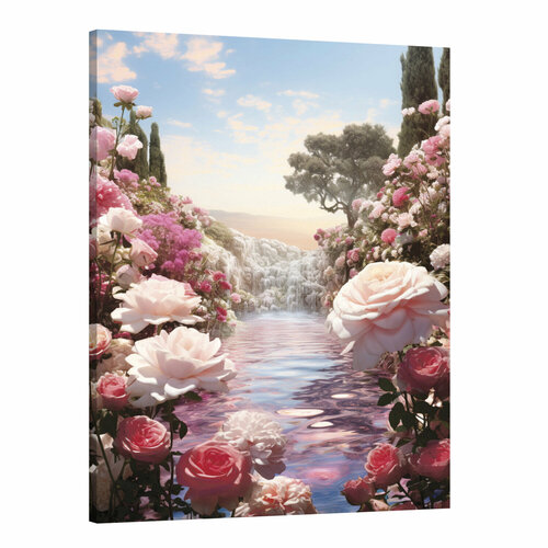 Интерьерная картина 50х70 "Розы в море гармонии"