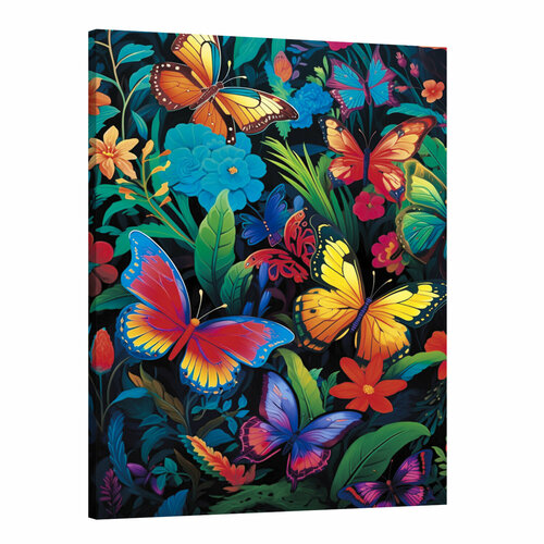 Интерьерная картина 50х70 "Крылатое вдохновение: Чудеса бабочек"