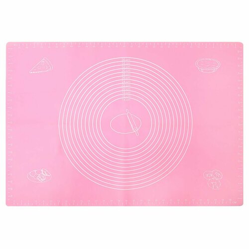 Cиликоновый коврик для выпечки и раскатки теста с разметкой "S-CHIEF" 45х64 см, розовый, SHF-0127