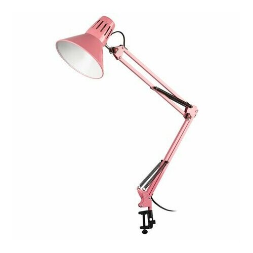 Лампа настольная ЭРА на струбцине E27 40Вт розовая