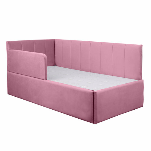 Кровать-диван Хагги 160*80 розовая с защитным бортиком, без ящика для хранения