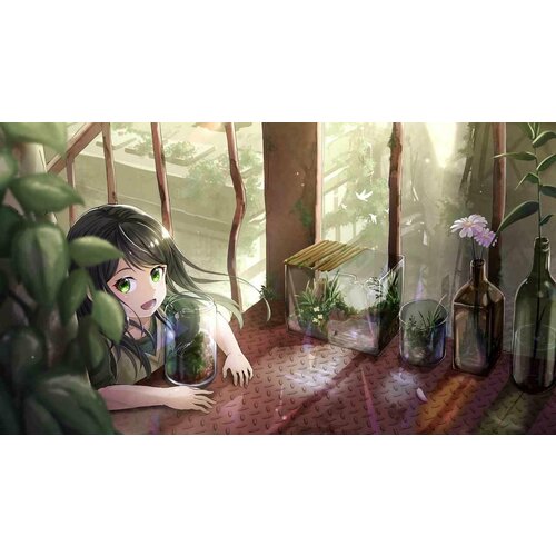 Картина на холсте 110x60 LinxOne "Девочка улыбка флорариум" интерьерная для дома / на стену / на кухню / с подрамником