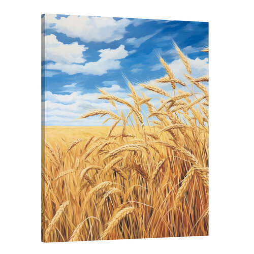 Интерьерная картина 50х70 "Пейзаж с полями и небом"