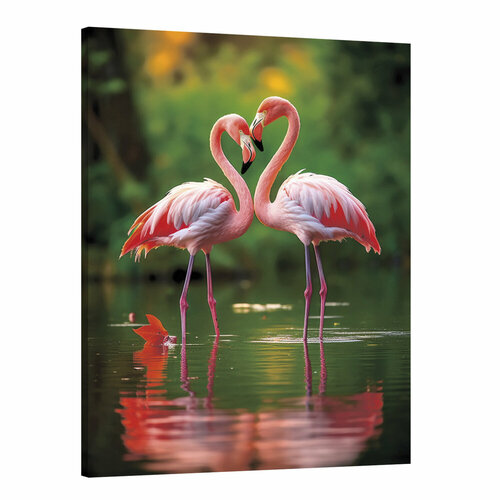 Интерьерная картина 50х70 "Магия розовых птиц фламинго"