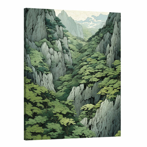Интерьерная картина 50х70 "Горы Хоккайдо: природная красота"