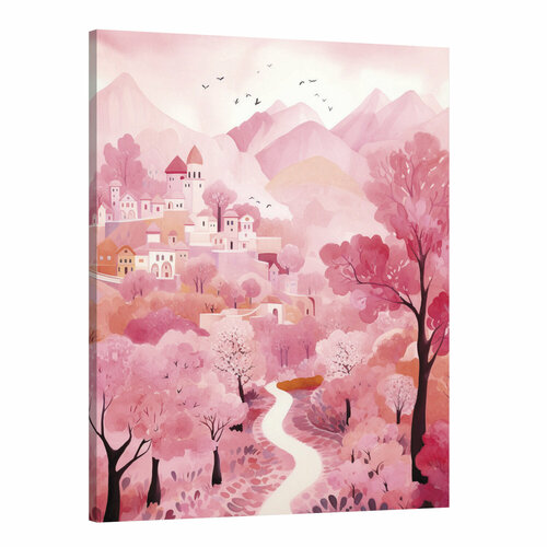 Интерьерная картина 50х70 "Розовый пейзаж"