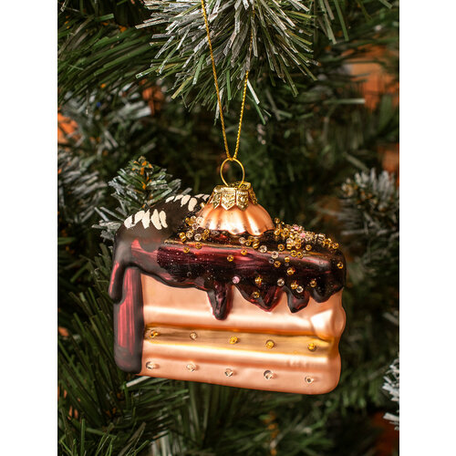 Стеклянная новогодняя елочная игрушка "Белоснежка" 102-LN Шоколадный торт