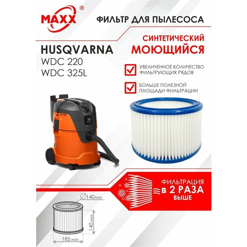 PET фильтр синтетический, моющийся для пылесоса Husqvarna WDC 220, HusqvarnaWDC 325L