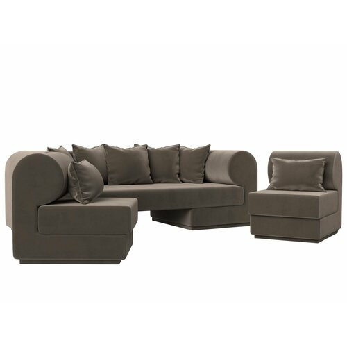Набор Кипр-3 (диван, 2 кресла), Велюр коричневый
