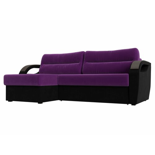 Угловой диван Форсайт левый угол, Микровельвет фиолетовый и черный