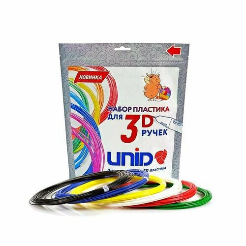 Пластик UNID ABS-6, для 3Д ручки, 6 цветов в наборе, по 10 метров (комплект из 3 шт)